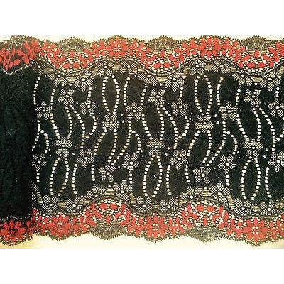 Stunning Black/Red Stretch Lace 7"/18 cm – The Lace Co.