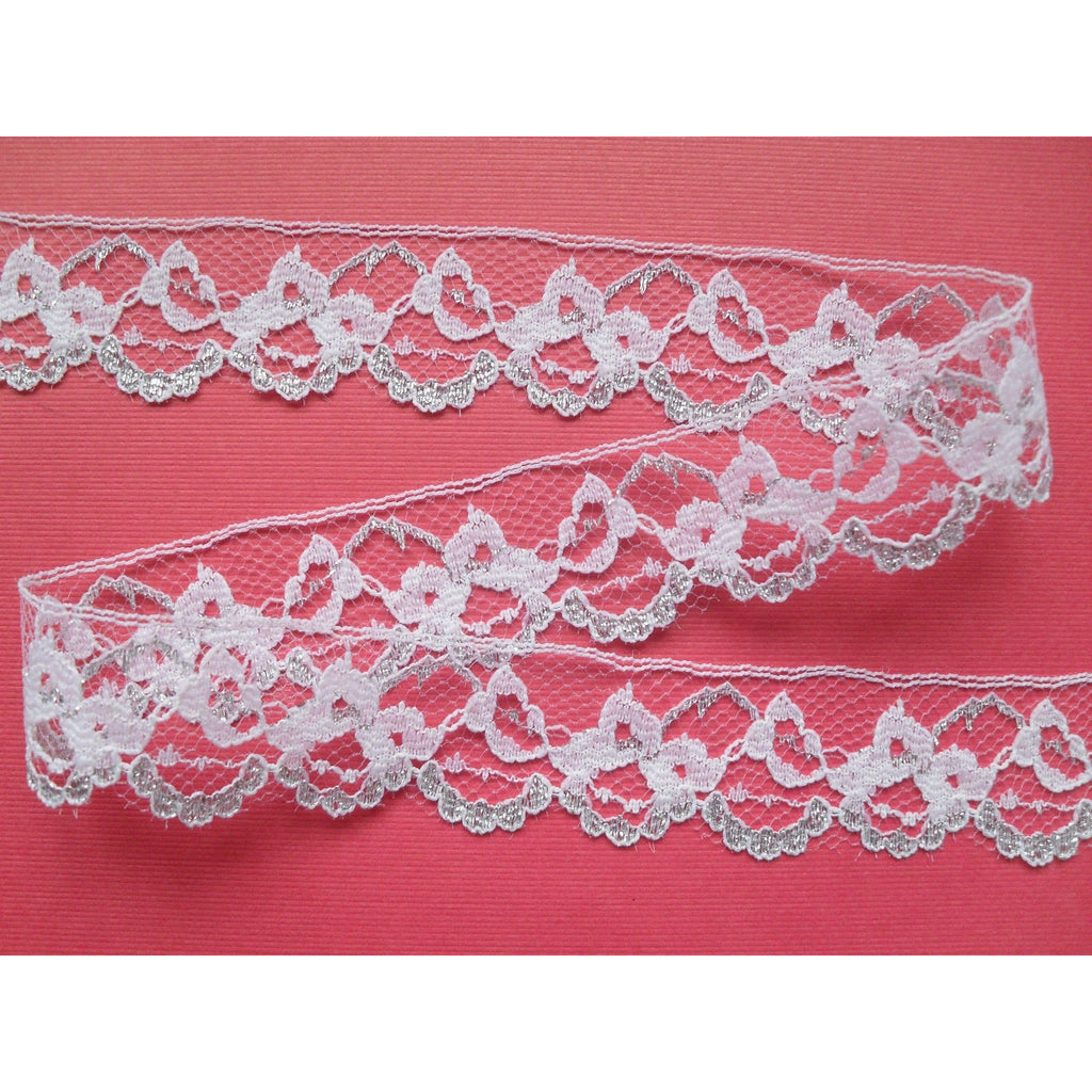 Delicate White/Silver Nottingham Lace 2 cm/ 3/4" Craft Trim – The Lace Co.