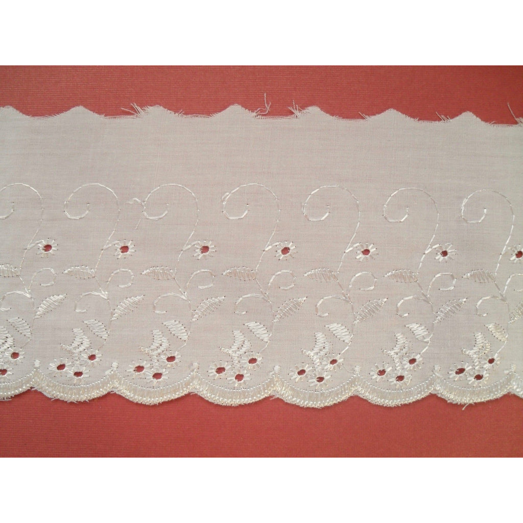 Ivory Cream Broderie Anglaise Lace Embroidery Trim 11cm/4" – The Lace Co.