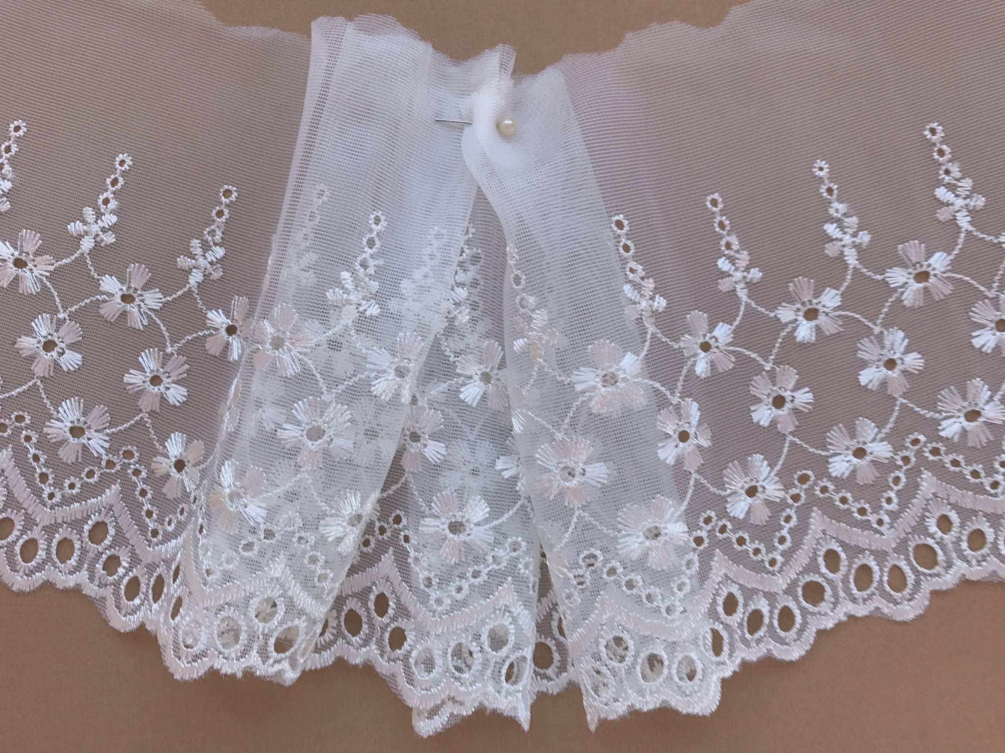 Buy White Lace Embroidered Voile 15 cm/6" www.thelaceco.co.uk – The ...