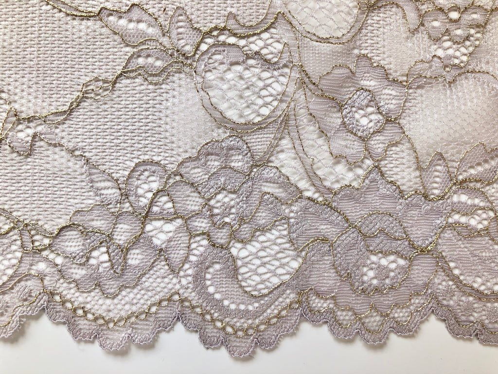 Beige Skin tone /Gold two tone Stretch Lace Wide 23cm/9" Lingerie Craft ...