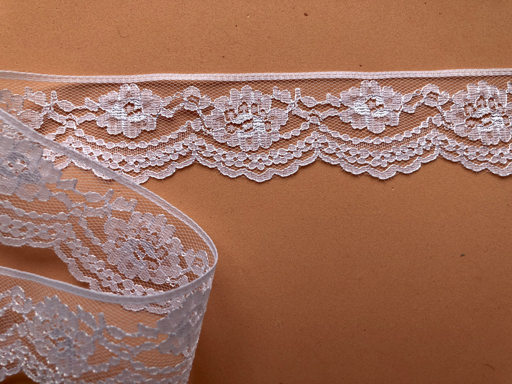Lace White, Ivory,Black Grey Delicate Nottingham Lace 4 cm/1.5" Craft ...